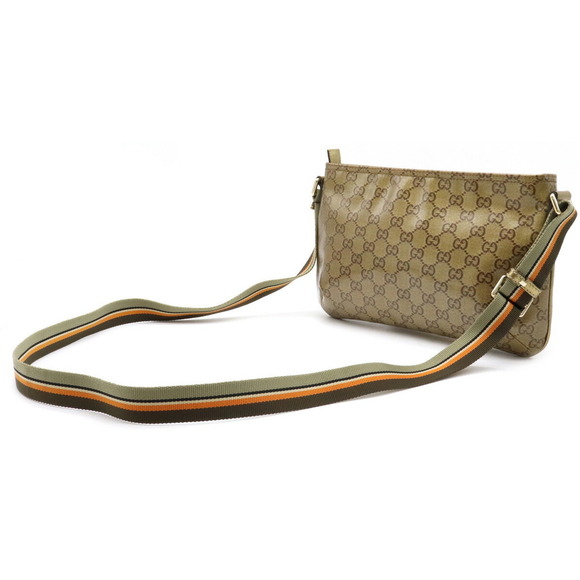 Gucci | Bags | Gucci Khaki Leather Bag Gg Orange Shoulder Crystal ...